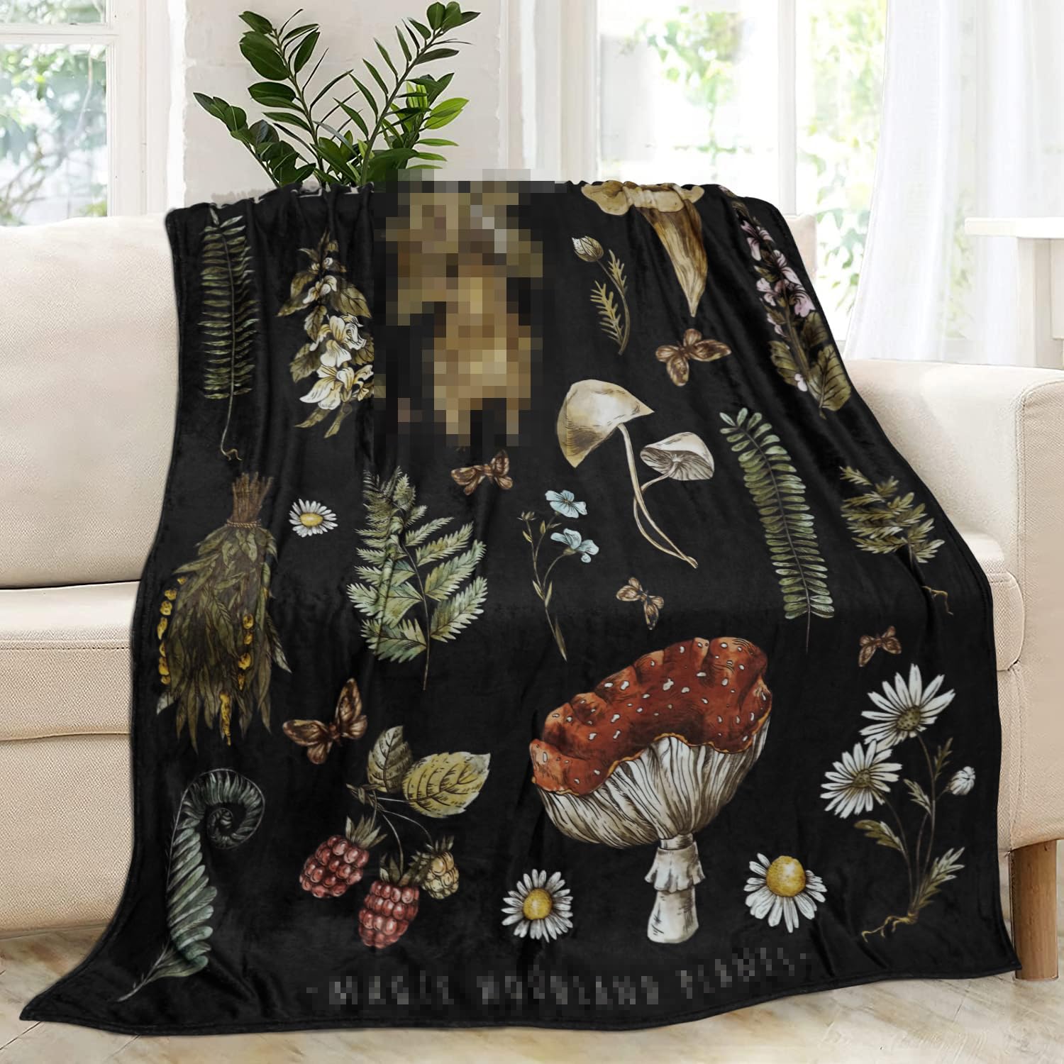 Metawu Mushroom Blanket Throw Fleece Blanket for Kids Throw Blanket for Couch Sofa Bed Chair Decorations 50 x 60 inches