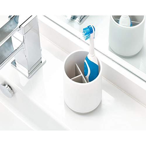 iDesign Cade Holder, Holds Normal Toothbrushes, Spin Brushes, and Toothpaste, 3" x 3" x 4. 5", Matte Black & Cade Holder, Holds Normal Toothbrushes, Spin Brushes, and Toothpaste-White and Gray