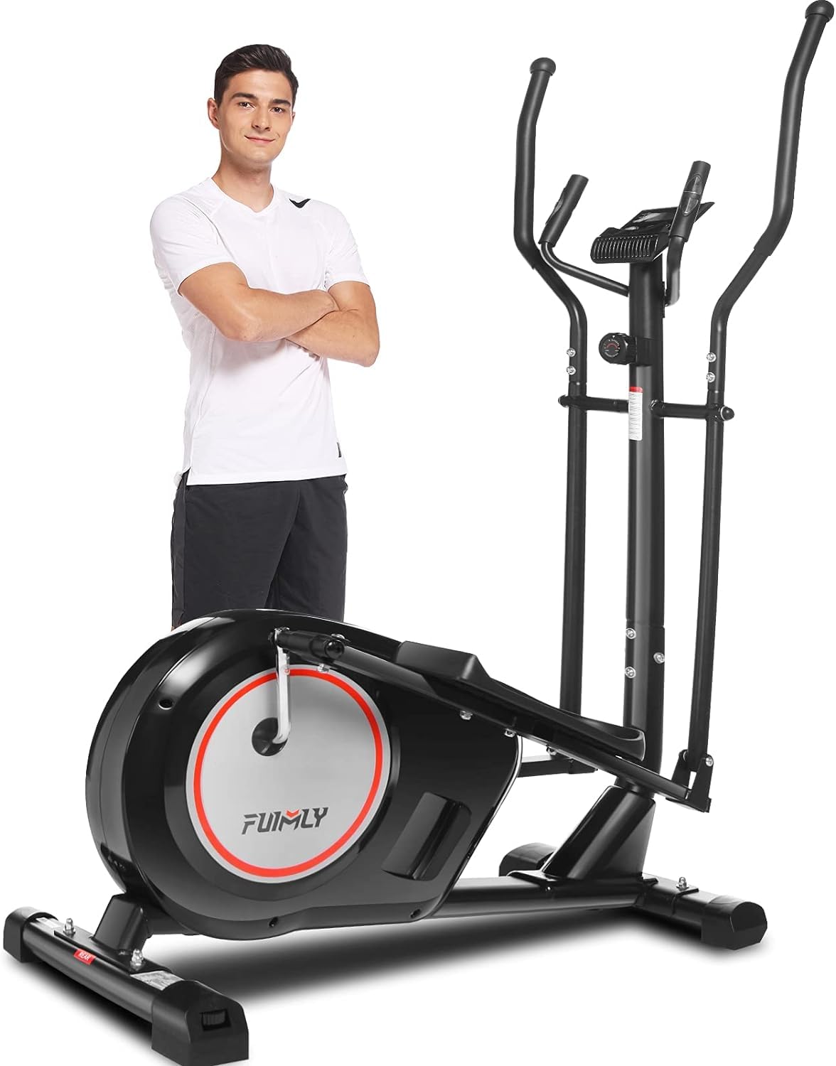 FUNMILY Elliptical Exercise Machine, Elliptical Machine for Home Use with LCD Monitor & Heart Rate Sensor, 10 Level Resistance Magnetic Elliptical Trainer Max 390 Lbs Weights Capacity
