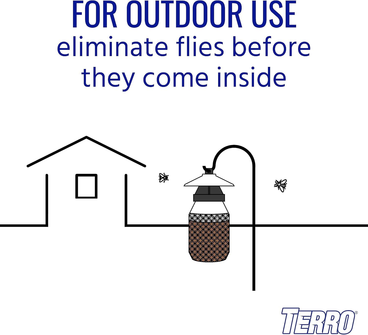 Plexon 3 Pack of TERRO Fly Magnet, Reusable Fly Trap - Includes 3 Fly Bait Packet and 3 Heavy Duty 9.5 PLEXON Hanging Chain (3 Traps)