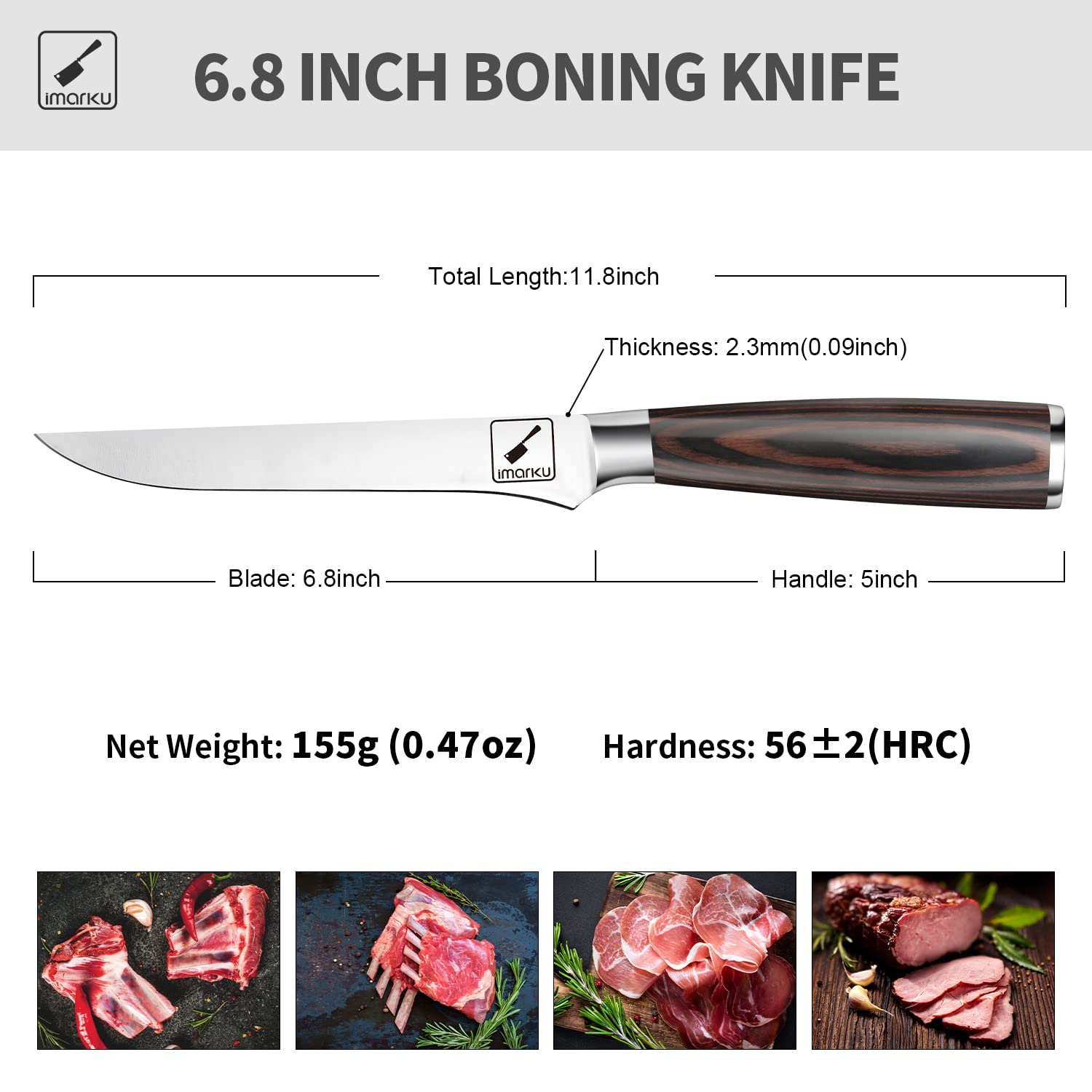 imarku 6 Inch Boning Knife and 7 Inch Meat Cleaver German High Carbon Stainless Steel Knife with Ergonomic Handle for Home Kitchen