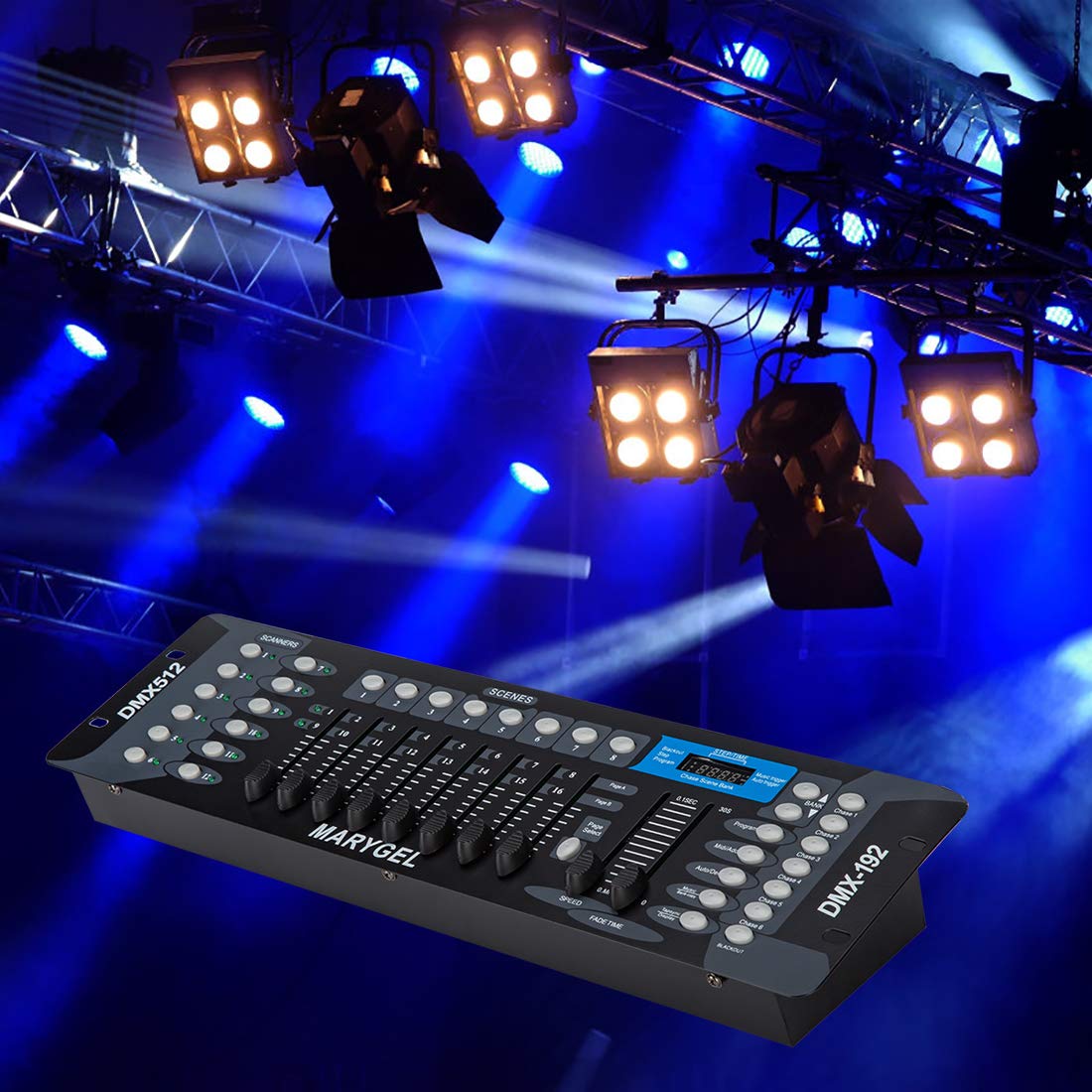 DMX Controller, MARYGEL 192 DMX 512 Controller for Dj Lights Stage Light Mixer Board Console for Party Disco Pub Night Club KTV Bars