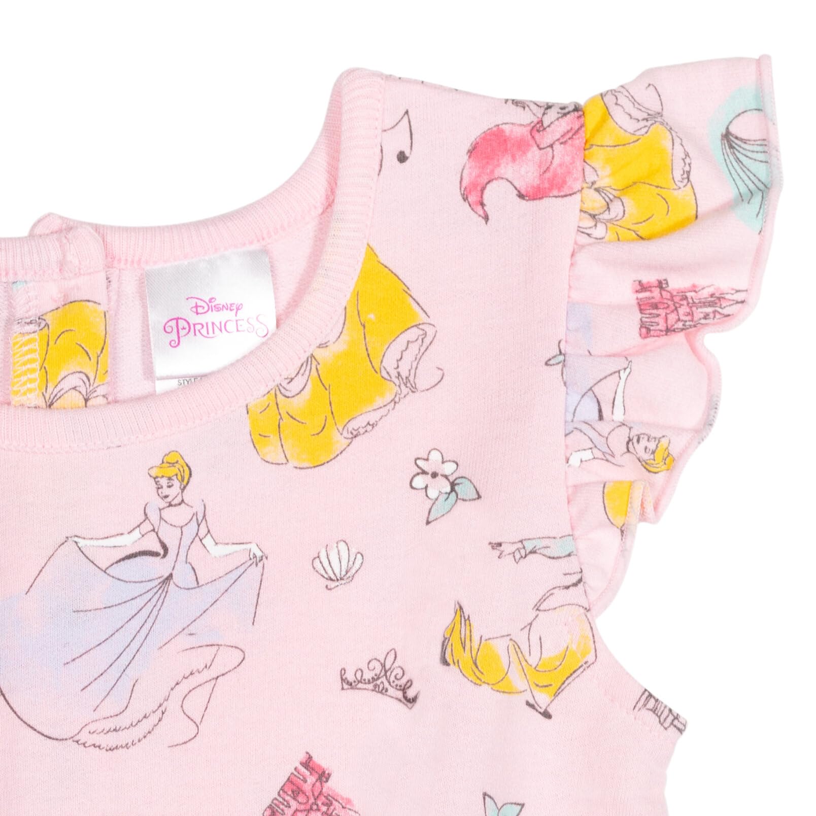 Disney Princess Mulan Belle Ariel Cinderella Little Girls Sleeveless Romper Pink 7-8