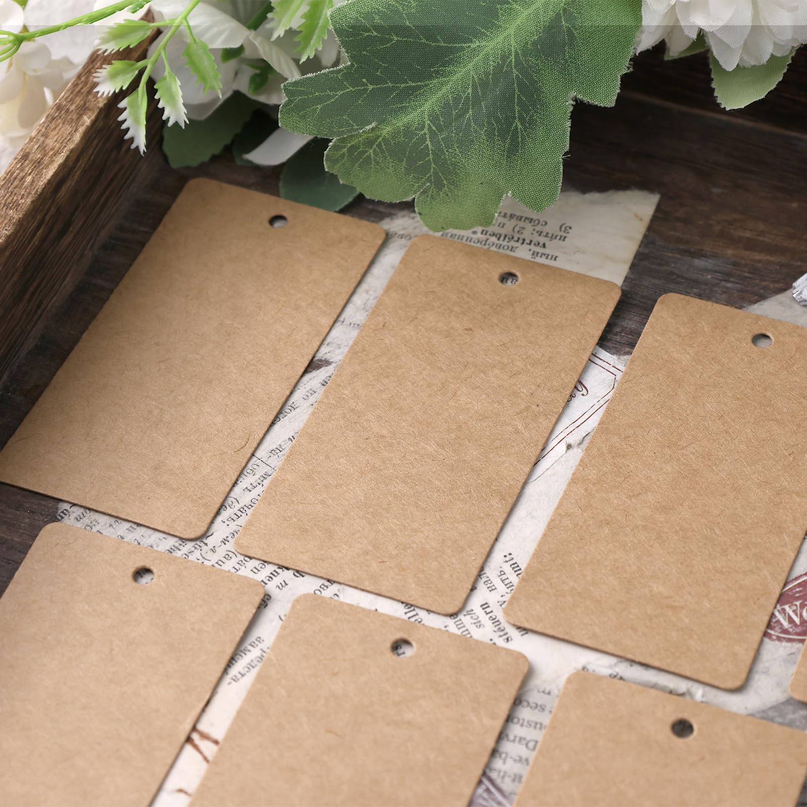 Koogel 200PCS Kraft Paper Gift Tags with String, 3.5"*1.8" Brown Blank Hanging Labels Cloth Tags Business Craft Gift Wrapping Tags