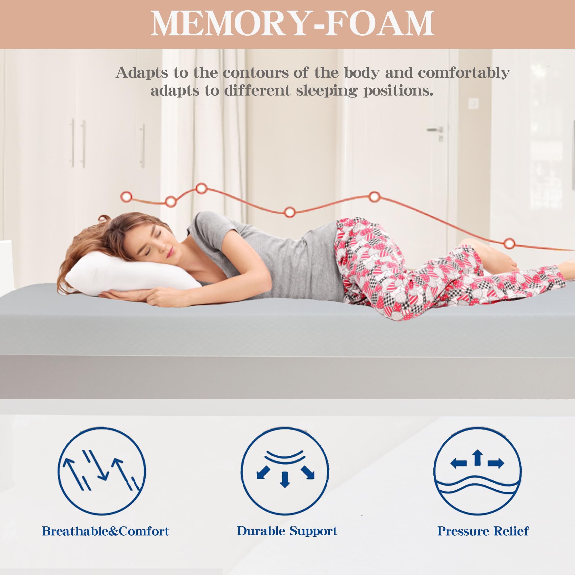 MKDLUFEI 5 Inch Breathable Cool Gel Mattress Twin Mattress,Medium Firm Twin Mattress and Box Spring Set,Twin Memory Foam Mattress,Twin Bed Mattress Gel Memory Foam Mattress in A Box