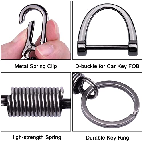 Wisdompro 2 Pack Keychain, Heavy Duty Zinc Alloy Key FOB Keychain Car Key Chain Holder with Anti-lost D-ring, Key Ring and Screwdriver for Men and Women - Black and Silver