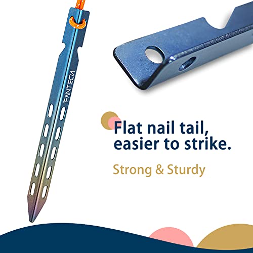 FANTECIA Tent Stakes Pegs, 6 Packs Titanium Lightweight Tent Pegs, TA2 Ground Metal Heavy Duty Camping Stakes for Camping Accessories.