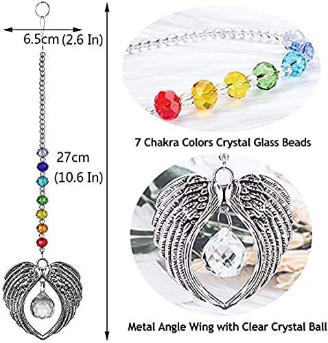 H&D HYALINE & DORA Crystal Angel Wing Pendant with Crystal Ball Hangings Suncatcher for Home Window Decor