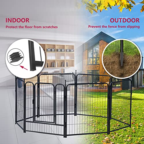 Jhsomdr 40" Height Dog Playpen 8 Panels Heavy Duty Indoor Outdoor Exercise Fence,Foldable Portable Pet Puppy Pen with Lockable Doors for Large Medium Small Dogs