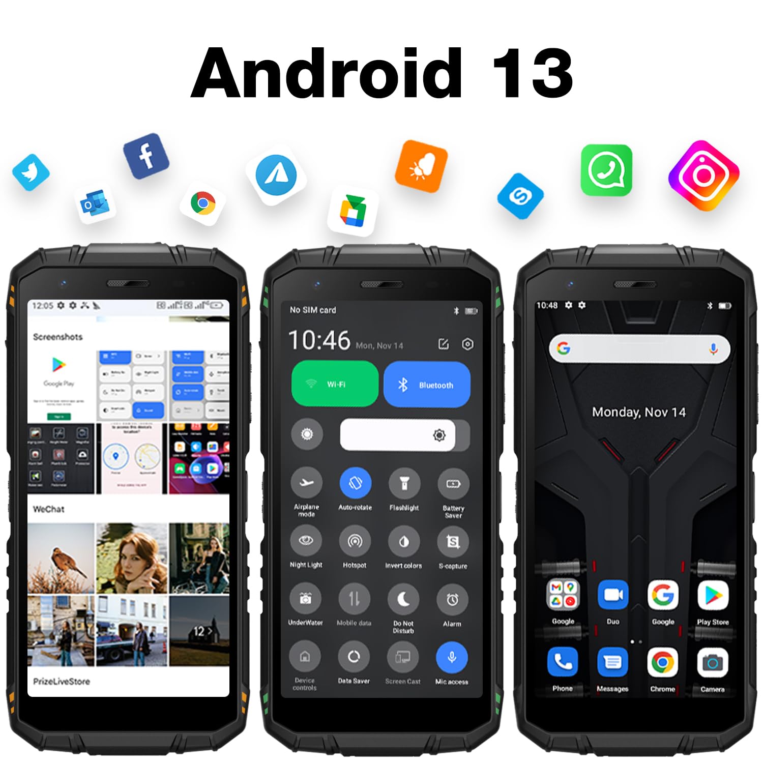 DOOGEE S41T Rugged Smartphone Unlocked 2024,6300mAh Battery,8GB+64GB,4G Dual Sim Rugged Phone,Android 13 Phone,13MP Camera,IP68 Waterproof Cell Phone,Face Unlock,NFC/T-Mobile,GREEN