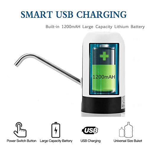 HSIULMY Water Bottle Pump,USB Charging Automatic Drinking Water Pump Portable Electric Water Dispenser Water Bottle Switch for 5 Gallon Water Bottle Dispenser