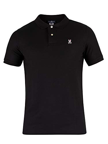 Psycho Bunny Men's Classic Trim Fit Short Sleeve Pique Polo Shirt Black