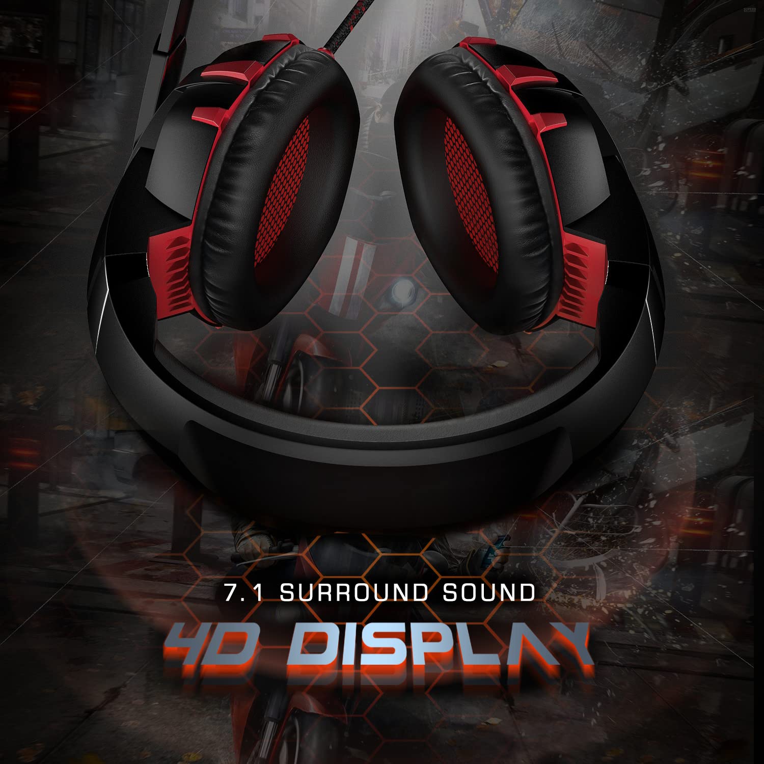 Gaming Headset, Over-Ear Headset with 7.1 Surround Sound, Gaming Headphones with Noise Canceling Mic, LED Light, Compatible with PS5, PS4, Xbox, PC…