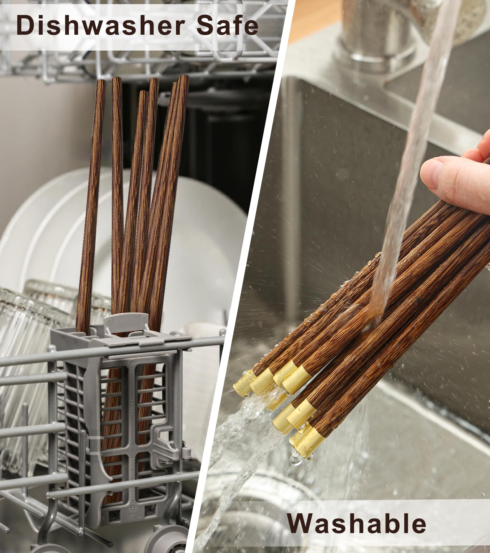 LOROTOCO 100 Pairs Wooden Chopsticks | Reusable | Dishwasher Safe | Bulk | Chinese- (9.84in)