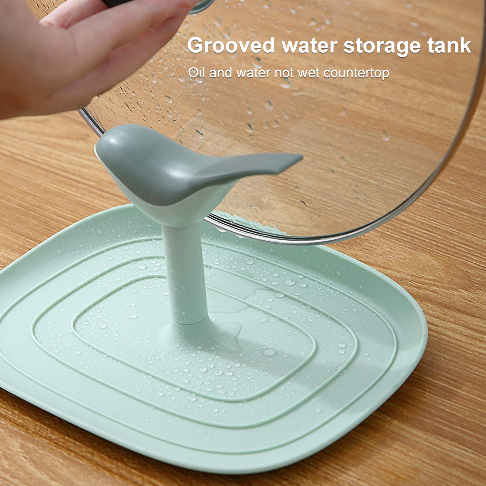 JHZDX Spoon Rest & Pot Lid Holder, Stove Top Birds Shape Kitchen Utensil with Drip Pad for Multiple Utensils Multifunctional Storage Rack Eco-friendly, Stand for Spoons Lids Spatula Tongs(green)