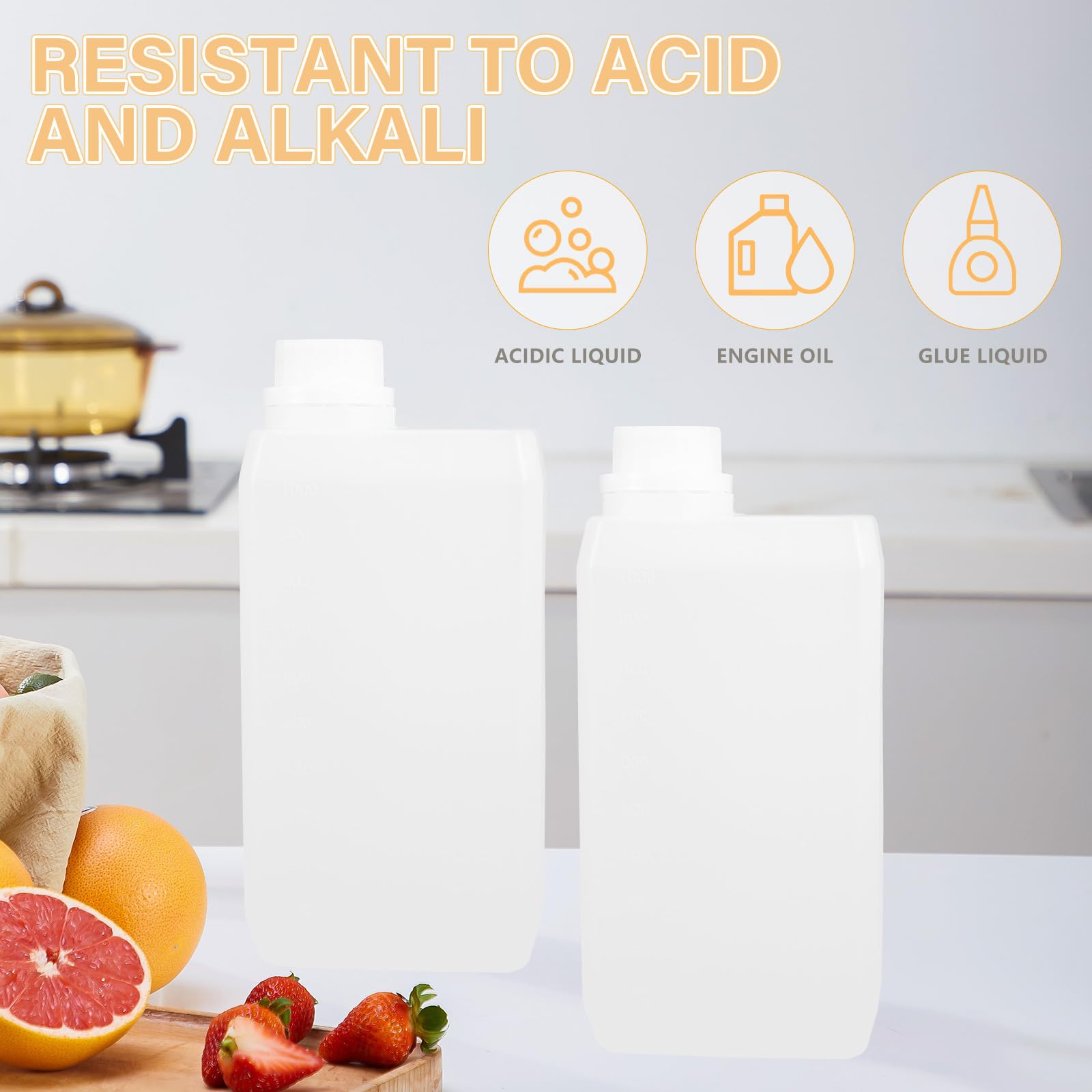 Mobestech Hdpe Side Bottle Empty Plastic Bottles Plastic Gallon Jug 1 Gallon Plastic Jug Plastic Milk Container Large Empty Jug Liquid Glue Plastic Bottles with Lids Storage Bottle White Car