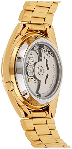 Seiko Men's SNXL72 Seiko 5 Automatic Gold-Tone Stainless Steel Bracelet Watch with Patterned Dial