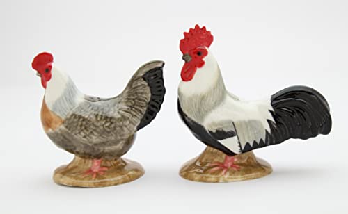 StealStreet SS-CG-20883 Painted Pair of Roosters Salt and Pepper Shakers Set, Black, 3 5/8" x 2 3/8" x 3 7/8"H
