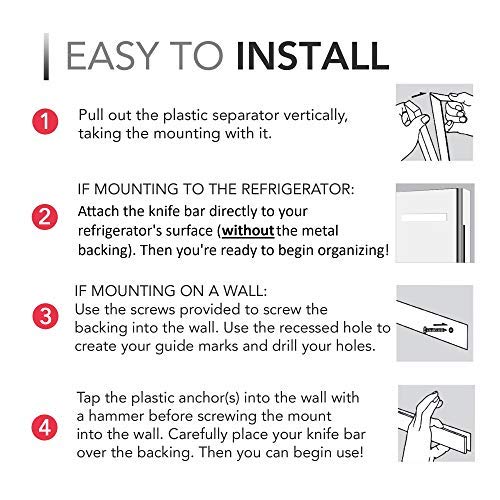Modern Innovations 16 Inch Magnetic Knife Holder for Refrigerator, Magnetic Knife Holders for Fridge or Kitchen Wall No Drilling, Magnet Strips for Knives & Metal Utensils, Tool Rack, Stainless Steel