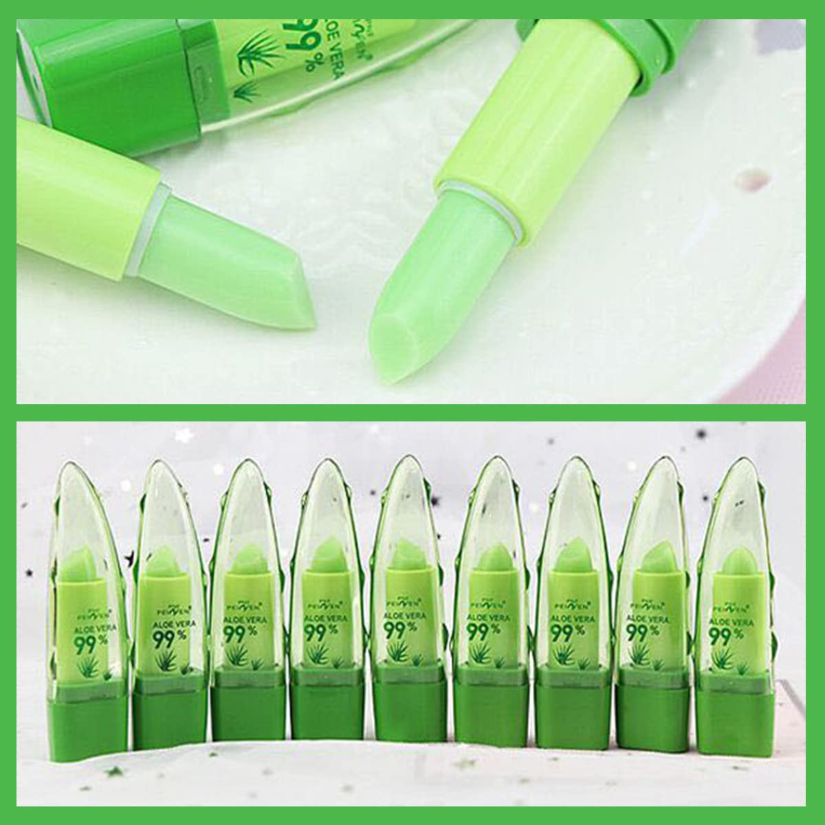 firstfly 2 Pack Aloe Vera Color Changing Lipstick,Long Lasting Lip Care Nutritious Plumper Lip Balm Moisturizer Magic Temperature Color Change Lip Gloss Lip Makeup