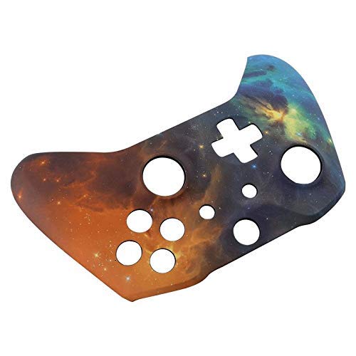 eXtremeRate FlashShot Trigger Stop Bottom Shell Kit & Orange Star Universe Patterned Faceplate Shell for Xbox One S & Xbox One X Controller Model 1708 - Controller NOT Included