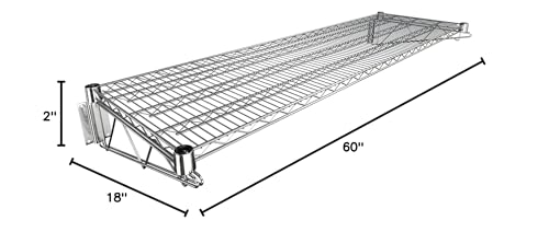Krollen Industrial 18" x 60" Chrome Wire Wall Mount Shelf