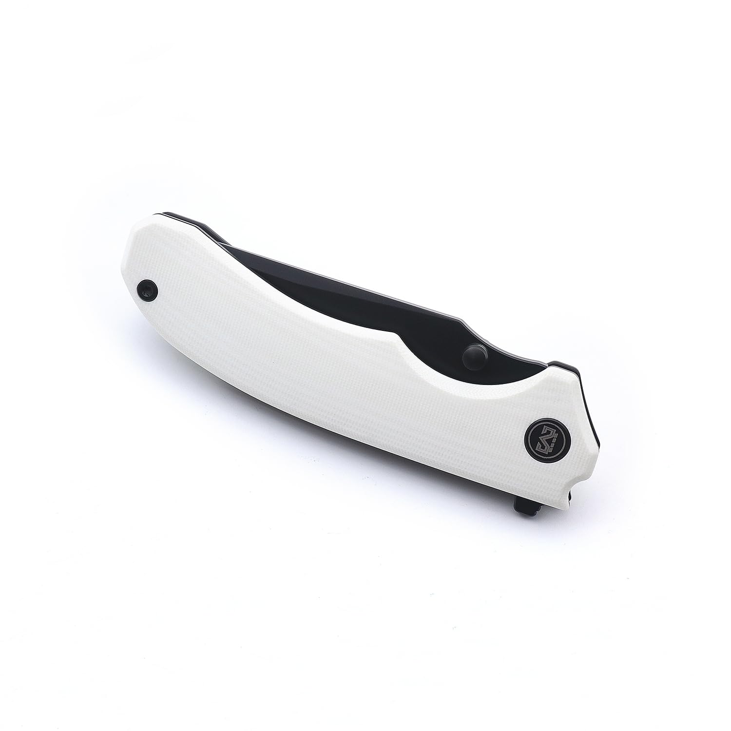 Miguron Knives M Centurion Flipper Folding Knife 3.5" Black PVD 14C28N Blade White G10 Handle Pocket Knife MGR-812WH