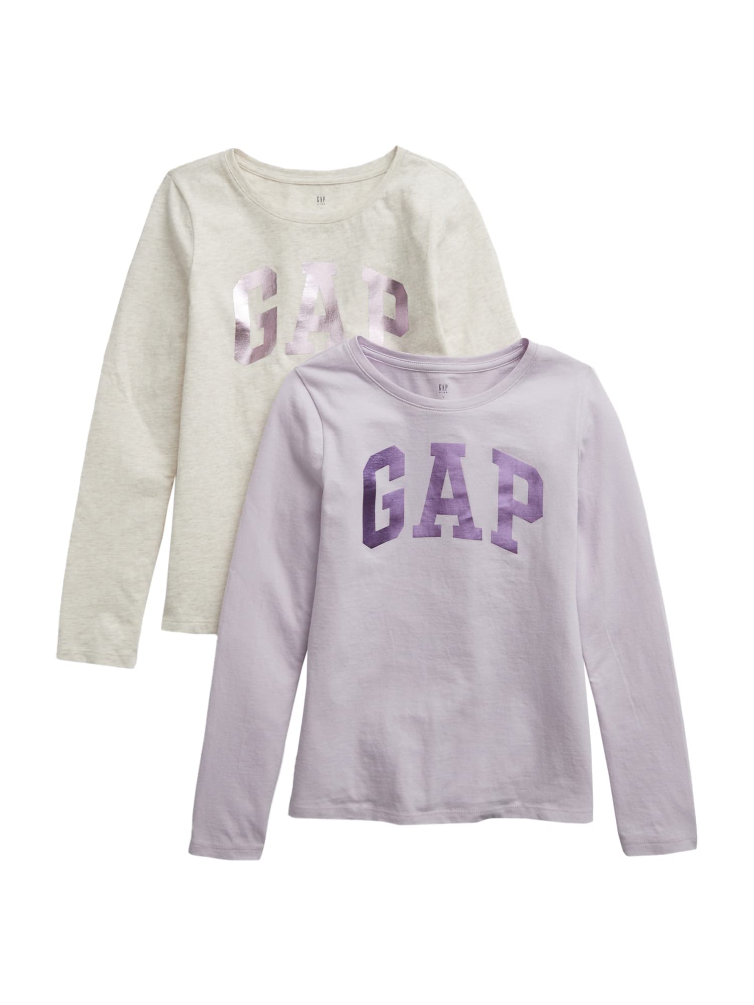 GAP Girls Long Sleeve Logo T-Shirt T Shirt, Lavender Frost, Medium US