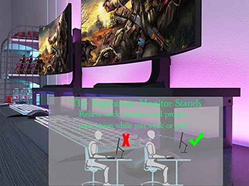 SZXKT Gaming Desk with Monitor Stand and Power Outlets,l Shaped Desk with Storage and LED Lights,Home Office Reversible Corner Computer Desk with Hooks (Black)