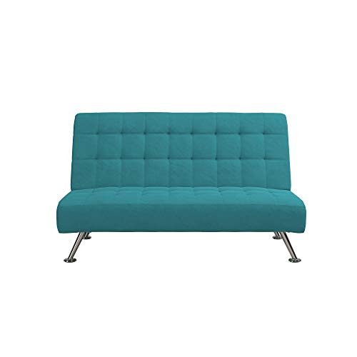 DHP Ariana Kids Sofa Futon, Converts from Futon to Bed for Kids, Teal