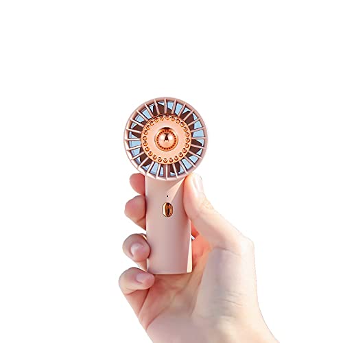 çĄĺç GKI Mini handheld fan, USB Rechargeable Small Cooling Fan, Battery Operated Personal Fan. (ROSE GOLD)