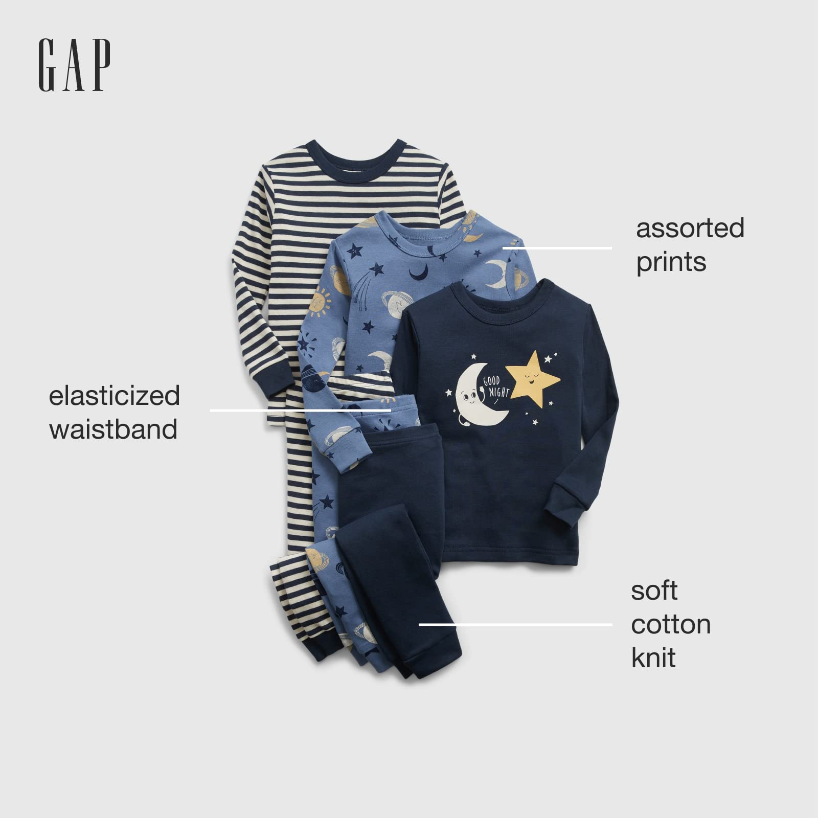 GAP unisex baby Set and Toddler Pajama Bottoms, Night Shadow, 2T US