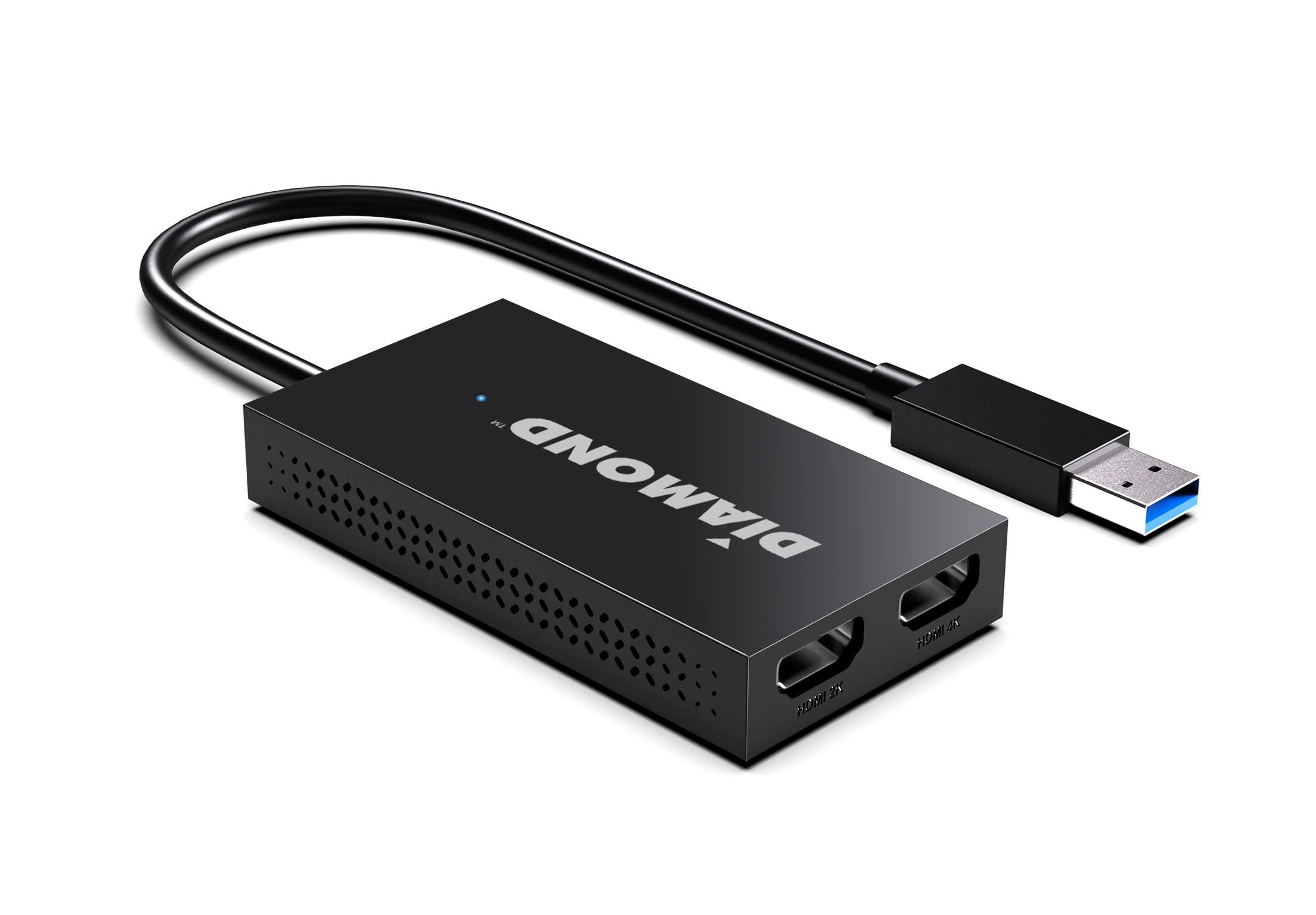 Diamond Multimedia UGA USB 3.0/2.0 Dual HDMI Ultra HD 4K/2K 3840 x 2160 USB Type A 3.0 and Type C 3.1 to HDMI Video Graphics Adapter, Black,BVU5500HS2