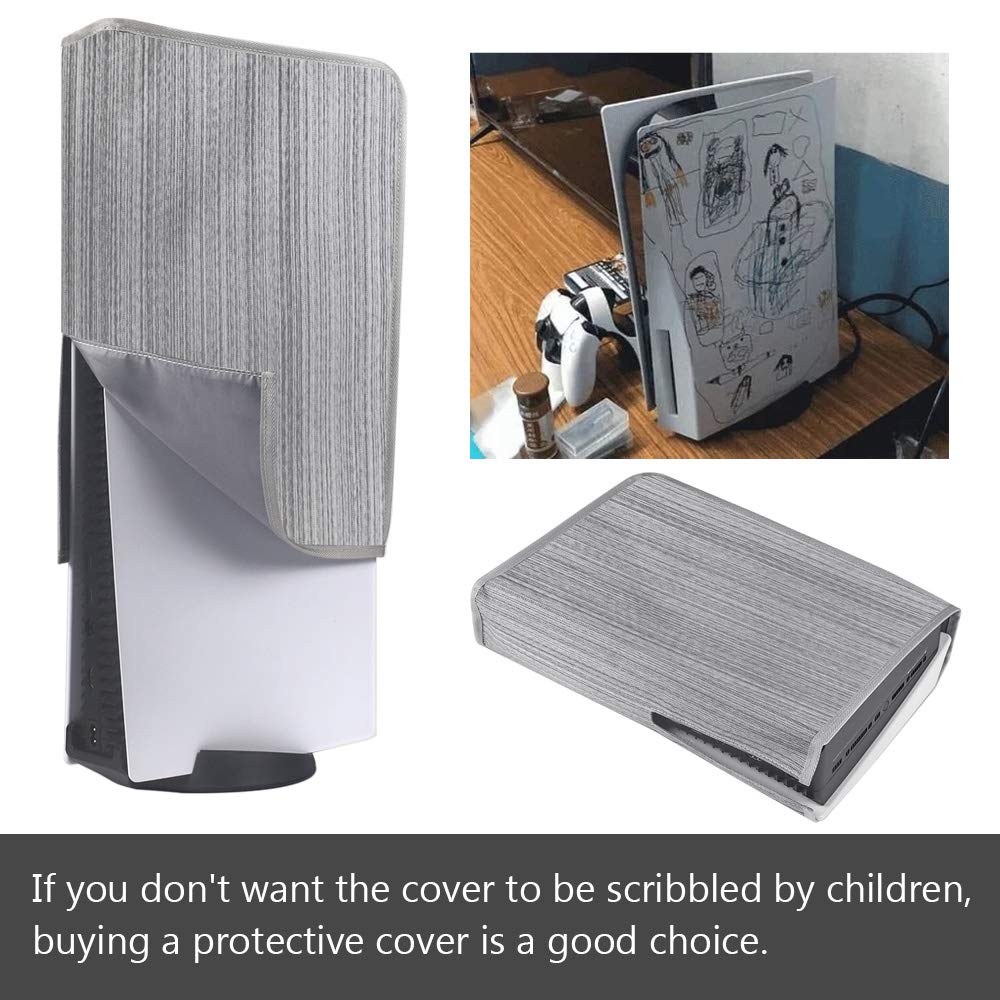 Dust Cover Anti Scratch Waterproof Dust-Proof Cover Sleeve for Playstation 5 Console Digital Edition and Regular Edition Console (Gray)