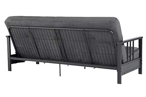 DHP Harlow Futon Set with Metal Bed Frame and 6" Mattress, Full, Gray