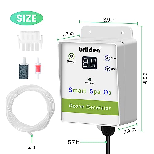 Spa Ozone Generator, Briidea Hi-Output Hot Tub Ozonator with Countdown Timer for Any Tubs or Spas, Chemical Free, Enjoy Your Comfortable Bath