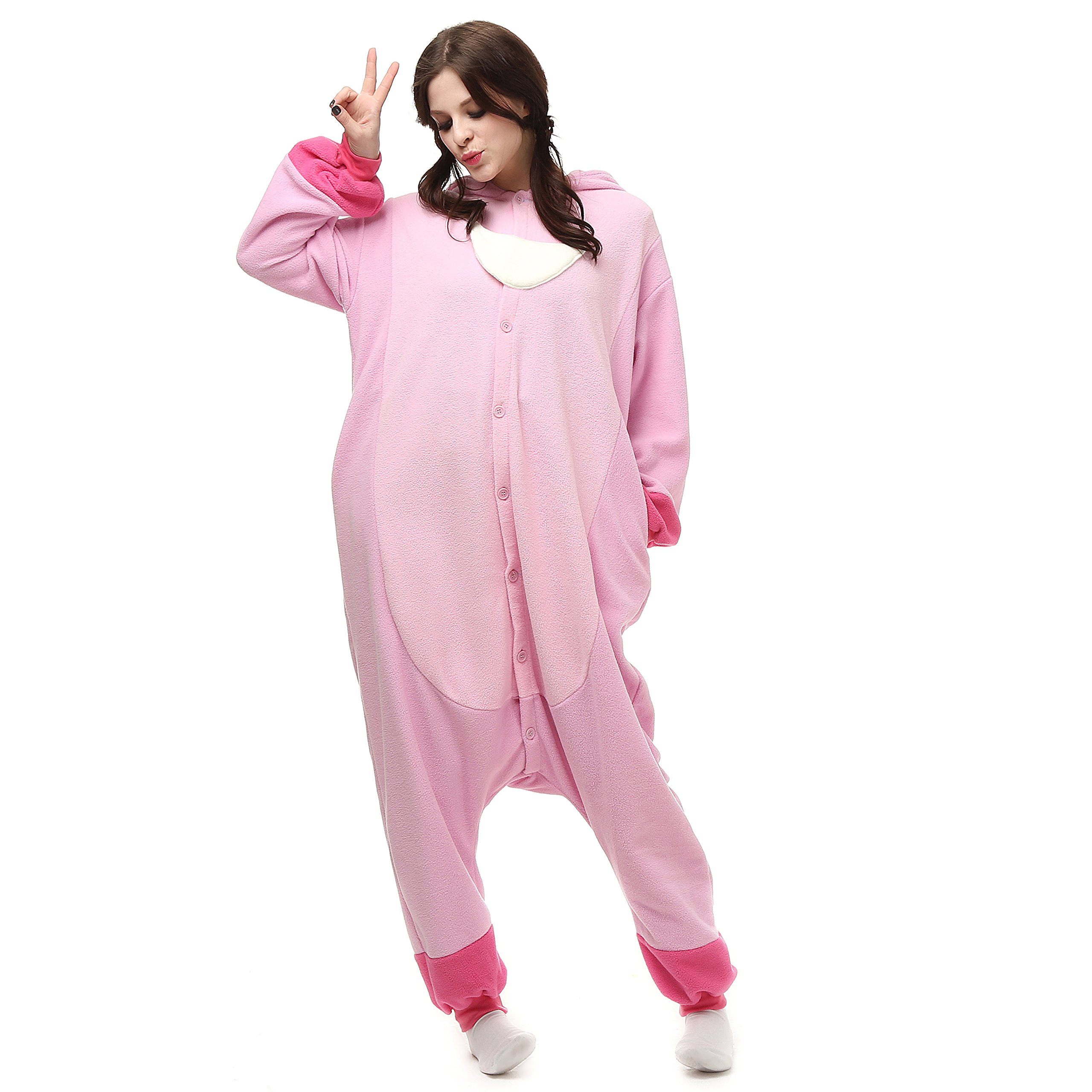 Etoson Stitch Onesie Cosplay Halloween Costume Unisex Animal Pajama,Stitch-pink,L