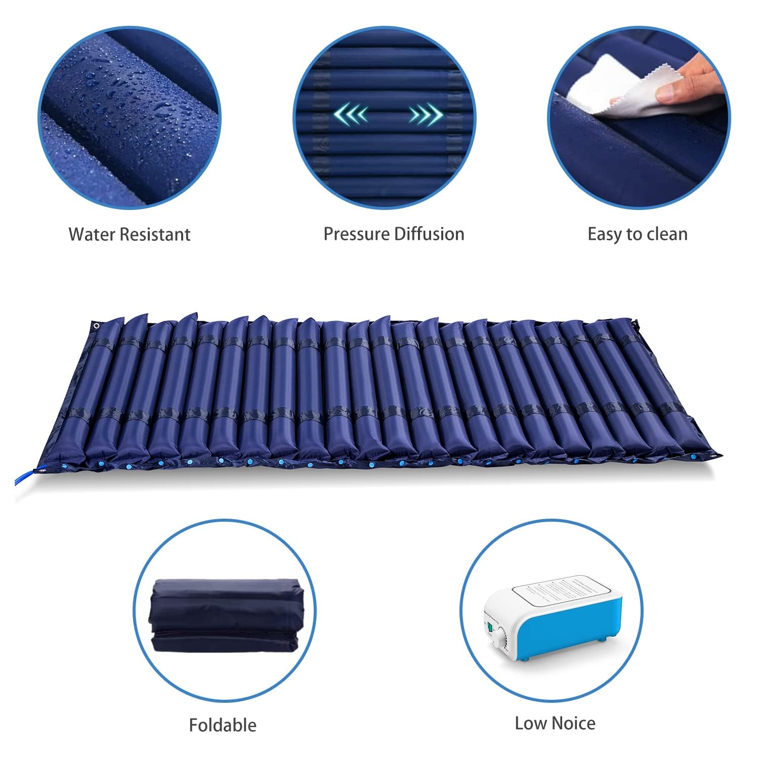 FITCONN Alternating Air Pressure Mattress, 33.5 Inch, Washable, Quiet Pump, Ideal for Bed Sores