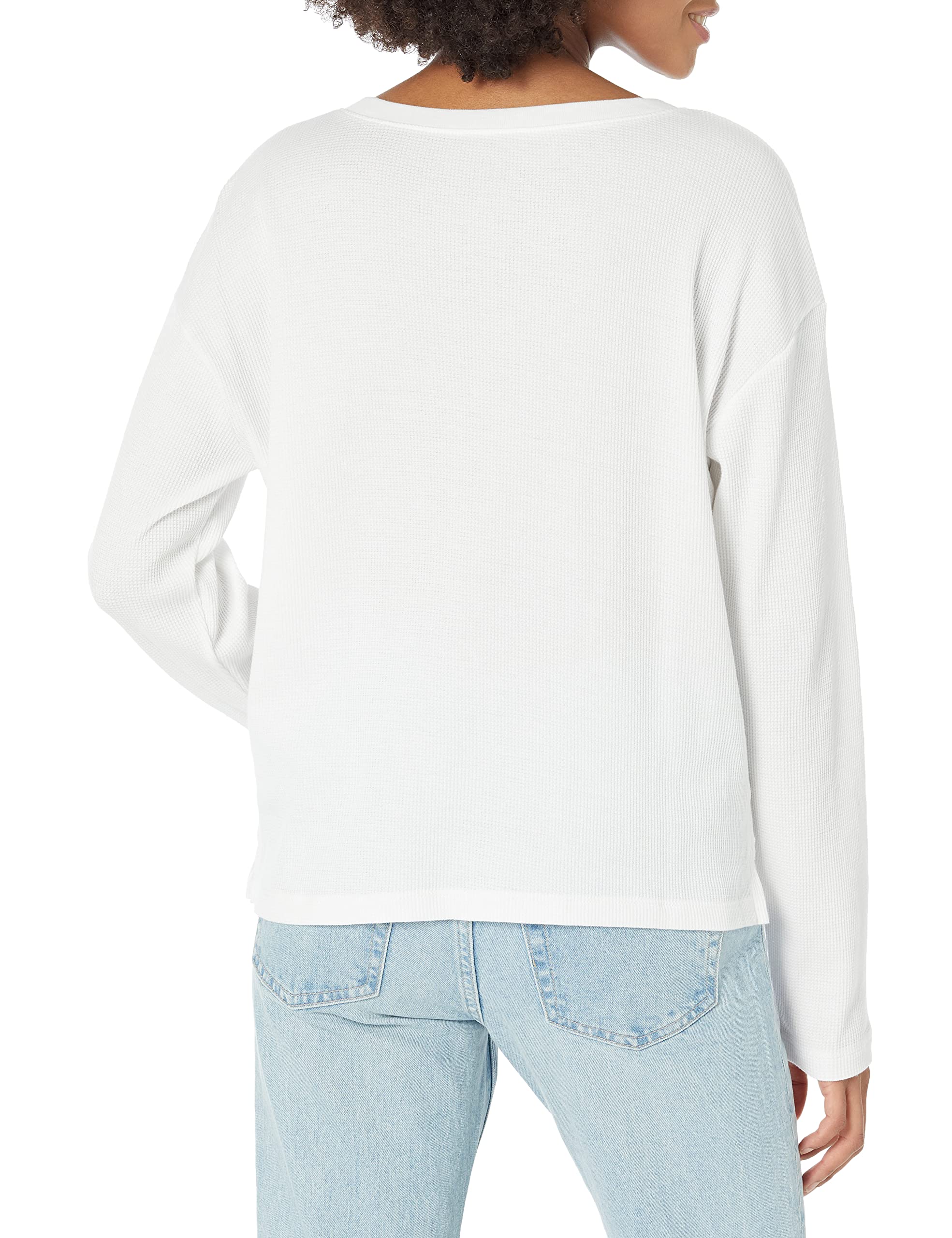 GAP Womens Long Sleeve Waffle Henley White V2 Global XXL