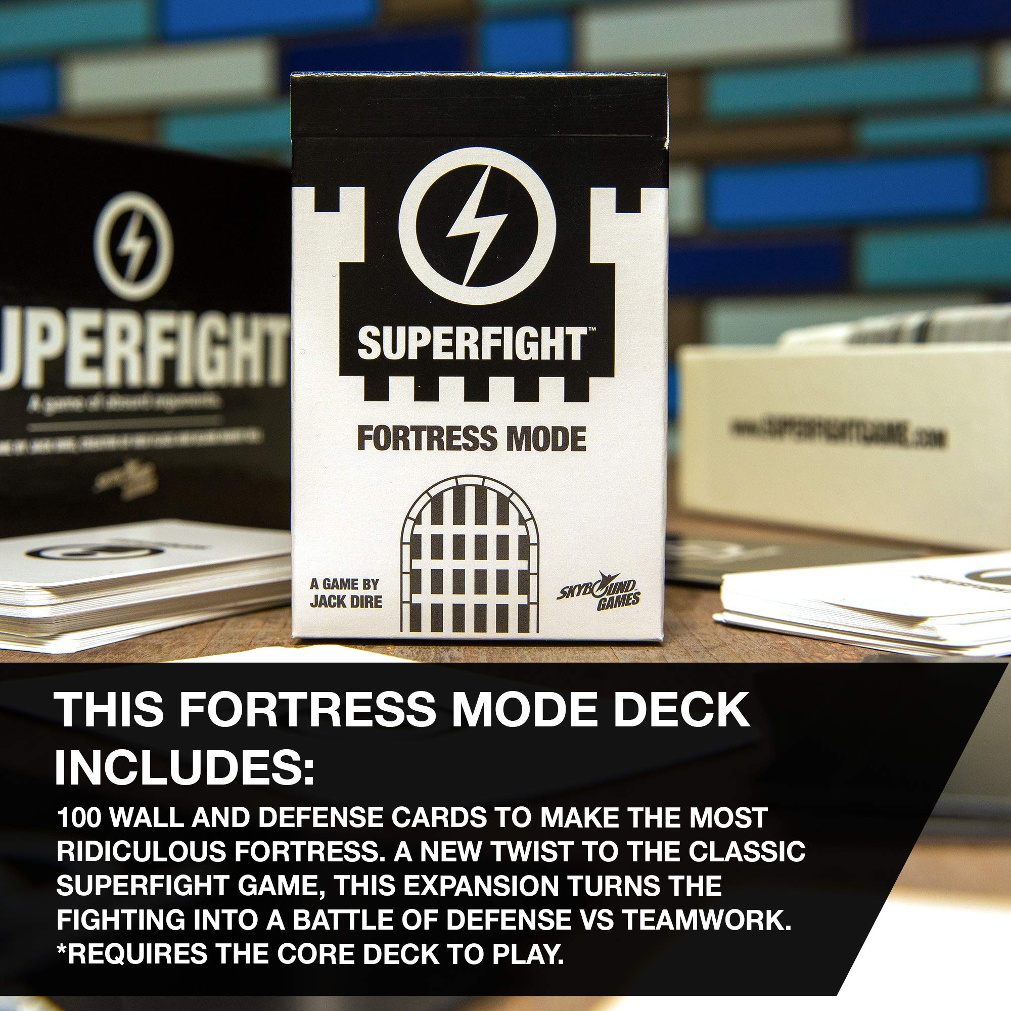 Skybound Superfight Fortress Mode Expansion Deck : 100 Cards for The Game of Absurd Arguments | for Kids, Teens, and Adults, 3 or More Players | Ages 8 and Up