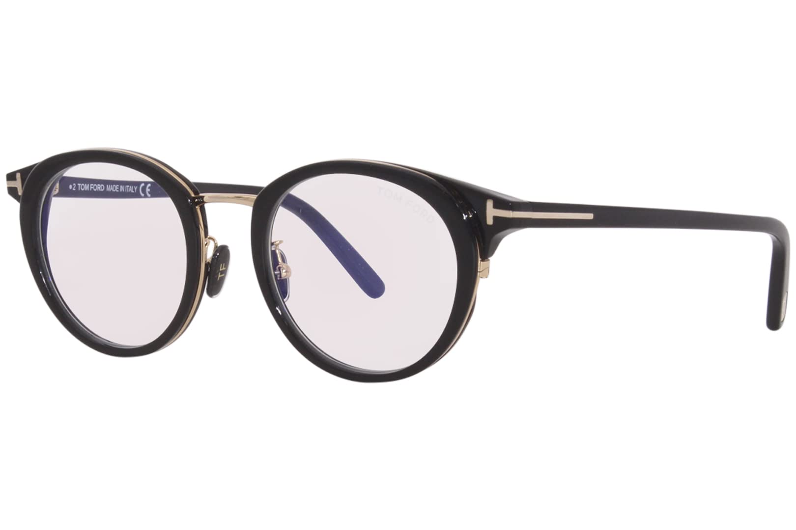 Eyeglasses Tom Ford FT 5784 -D-B Asian fit 001 Shiny Black,"t" Logo/Blue Bloc