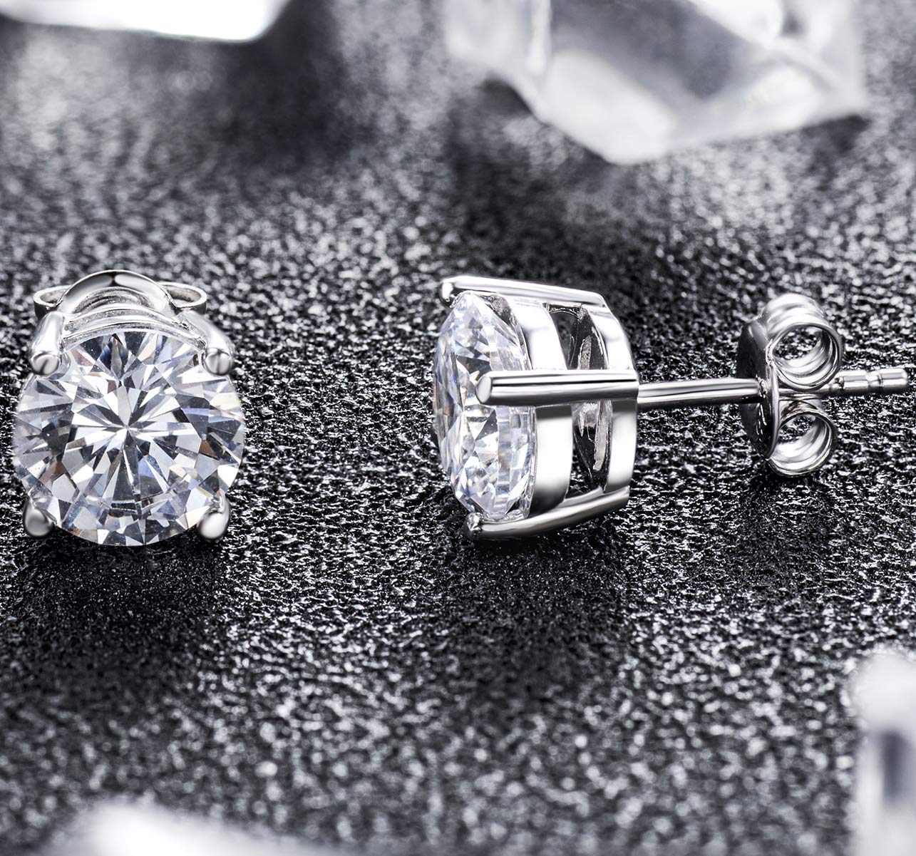 Diamond Studs Cubic Zirconia Earrings Sterling Silver Diamond Earrings ZowBinBin Cubic Zirconia Studs Silver CZ Stud Earrings for Women Diamond Stud Earrings Cubic Earrings Fake Diamond Earrings
