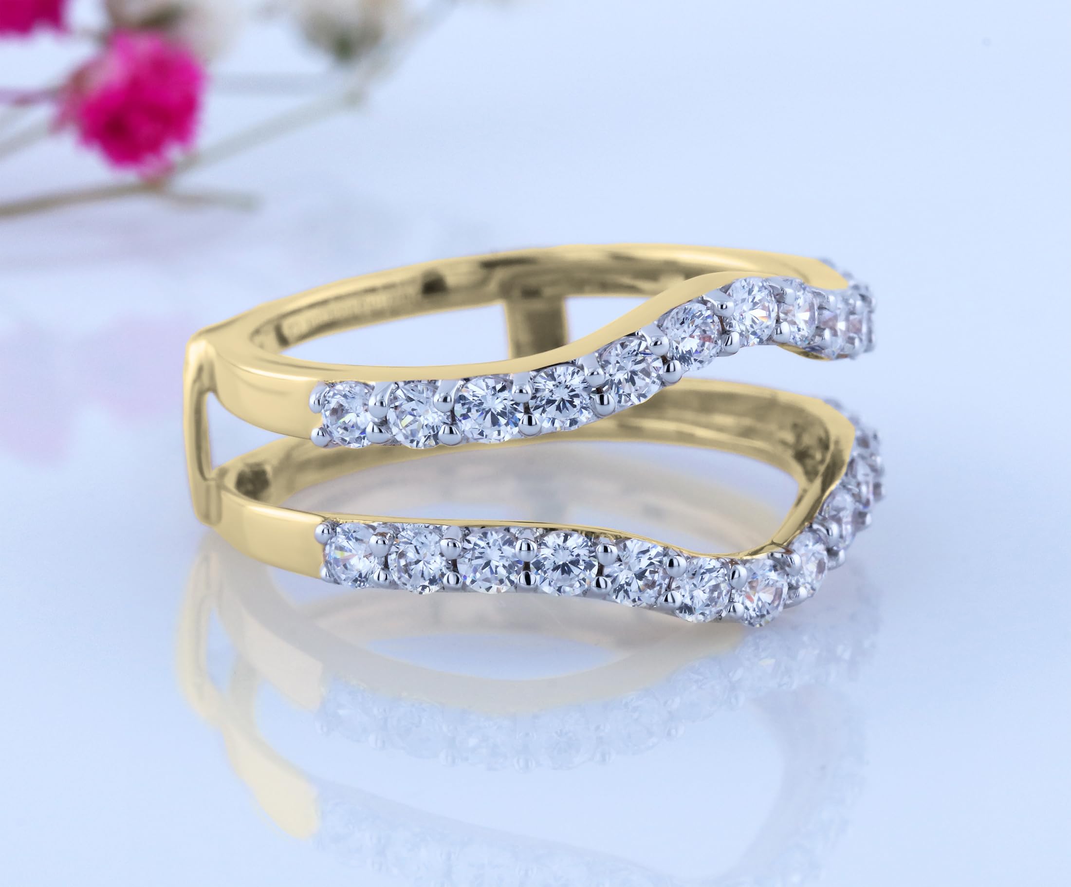 Dazzlingrock Collection 1.65 Carat (ctw) Round Cubic Zirconia Wedding Enhancer Guard Ring for Women in 10K Yellow Gold Size 6