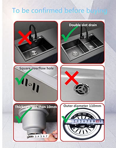 HTDAK Kitchen Dual Sink Installation Plumbing, Expandable Sink Drain Kit, Universal Kitchen Drain Kit, 3-1/2''Sink Expandable Drain, Silver, 13.78×13.78×5.90
