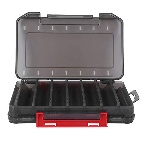 Double Layer Fishing Lure Tool Storage Box, PVC Bait Box Storage Container Fishing Tackle Box in Gray(Gray)