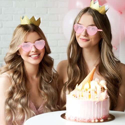 FUNUPUP 12 Pairs Heart Shaped Sunglasses Bulk Rimless Heart Shaped Glasses for Women Bachelorette Party
