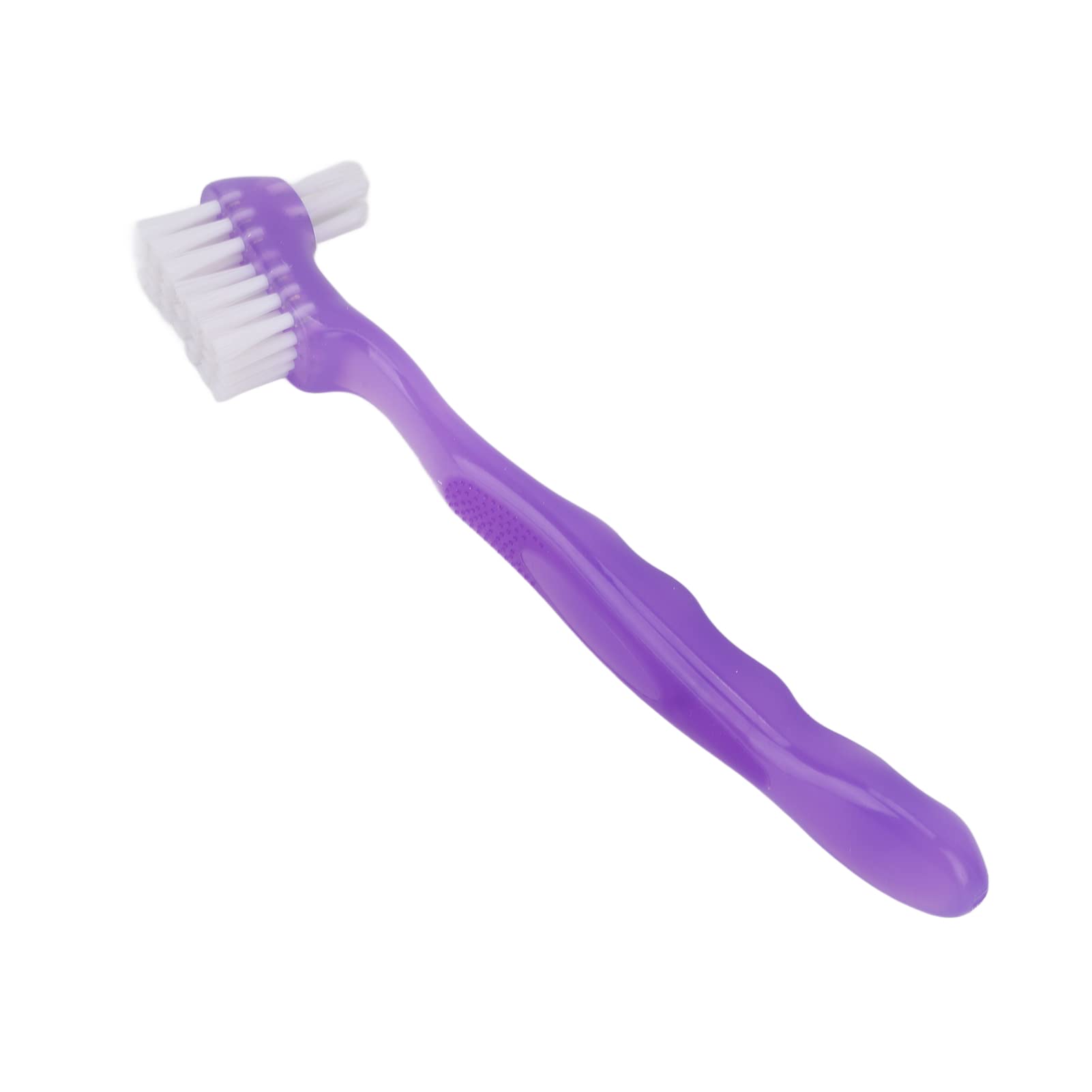 Denture Toothbrush, False Teeth Brush Soft Hair Double Sided Professional Safe for Home Travel for Elderly (Purple)