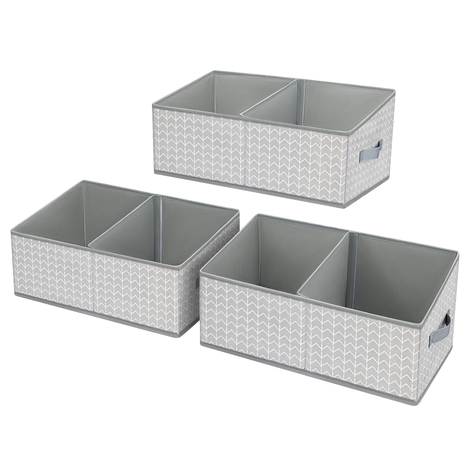 DIMJ Trapezoid Storage Bins, 3 Packs Closet Baskets, Foldable Fabric Baskets for Clothes, Baby Toiletry, Toys, Towel, DVD, Book Arrow