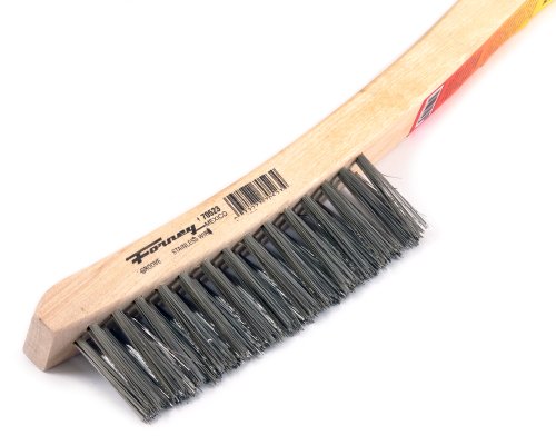 Forney 70523 V-Groove Stainless Steel Wire Brush, with Wood Handle, 13-3/4-Inch-by-.014-Inch