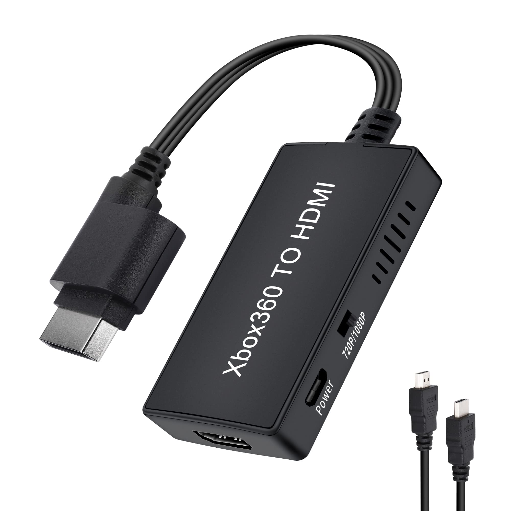 HDMI Cable for Xbox 360 Console, Xbox 360 to HDMI Converter Adapter Compatible Xbox 360 and Xbox 360 Slim - Black